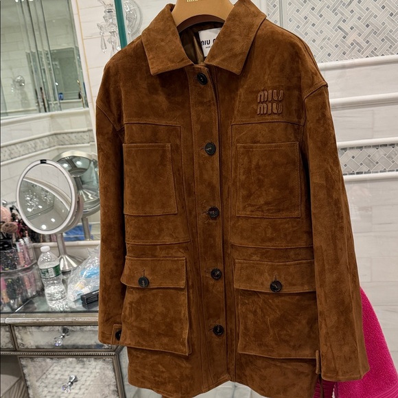 Miu Miu | Jackets & Coats | Miu Miu Brown Suede Jacket 38 | Poshmark